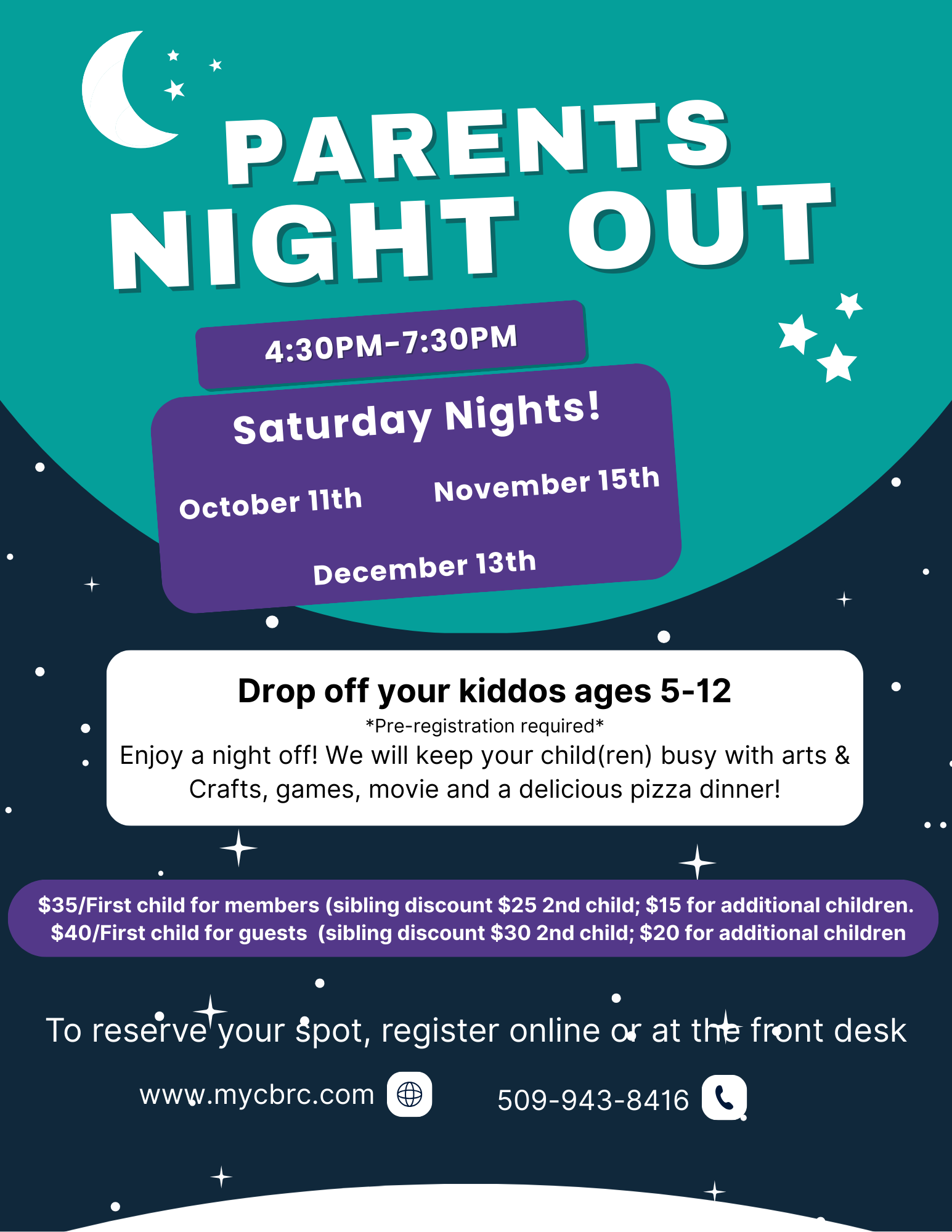 Parents Night Out Flyer - CBRC Health & Fitness